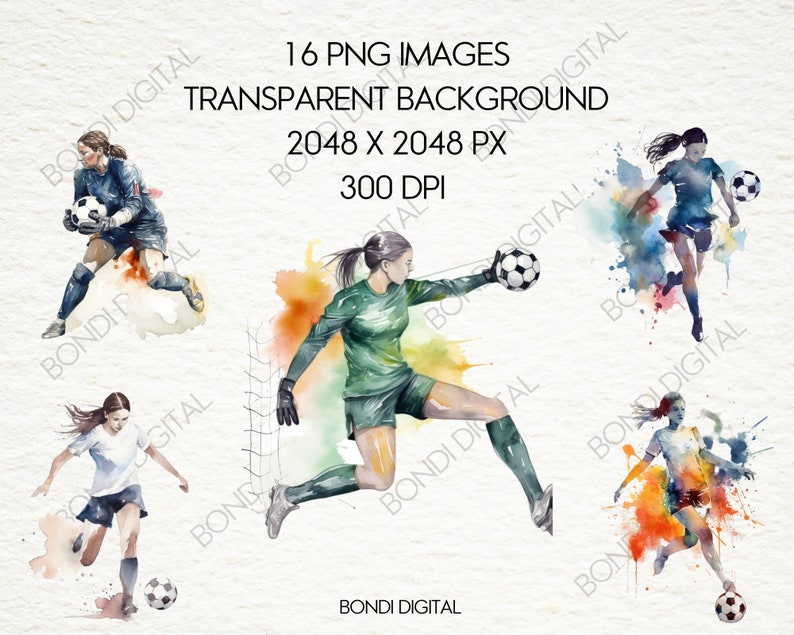 Watercolor Women's Soccer Clipart | PNG Format for Commercial Use ...