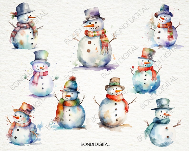 Watercolor Snowman Clipart | PNG Format for Commercial Use, Instant ...