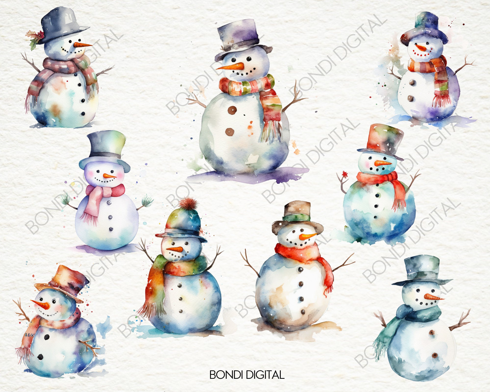 Watercolor Snowman Clipart | PNG Format for Commercial Use, Instant ...
