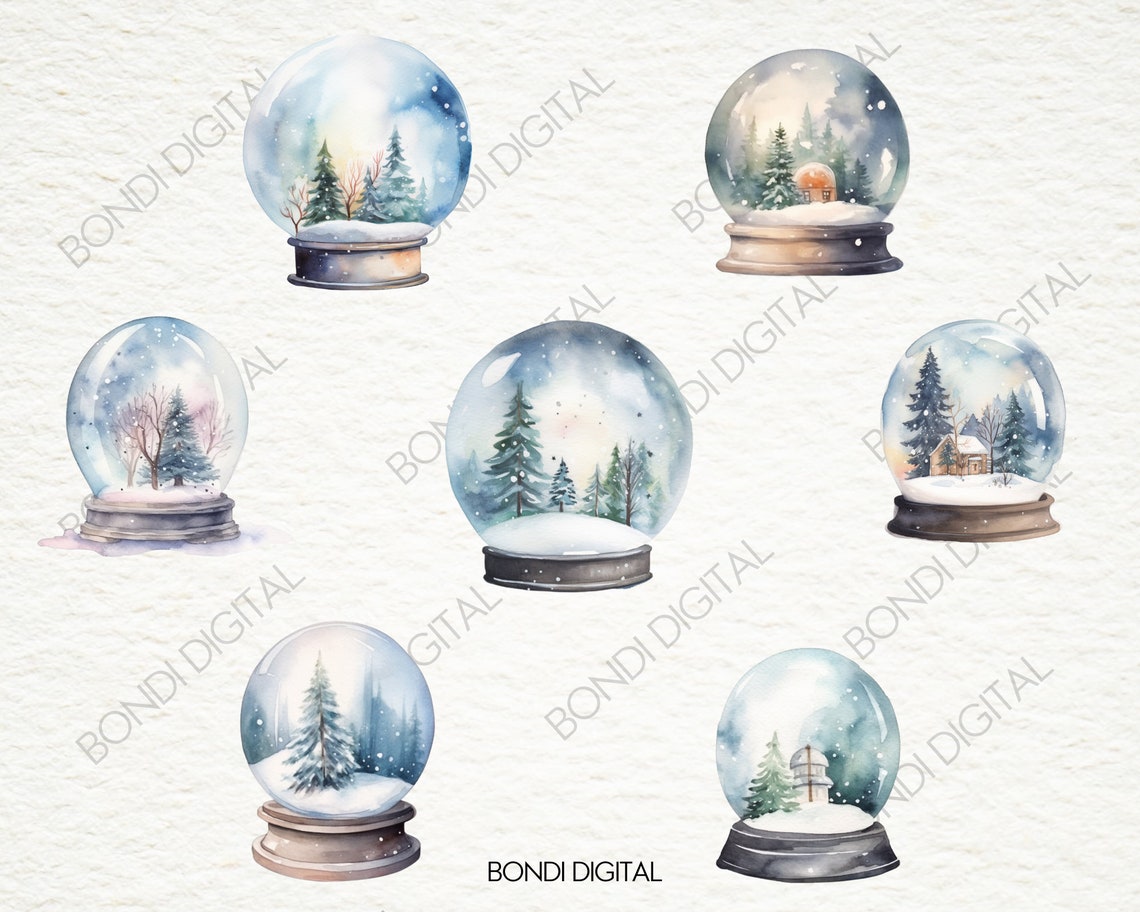Watercolor Winter Snow Globe Clipart PNG Format for Commercial Use ...