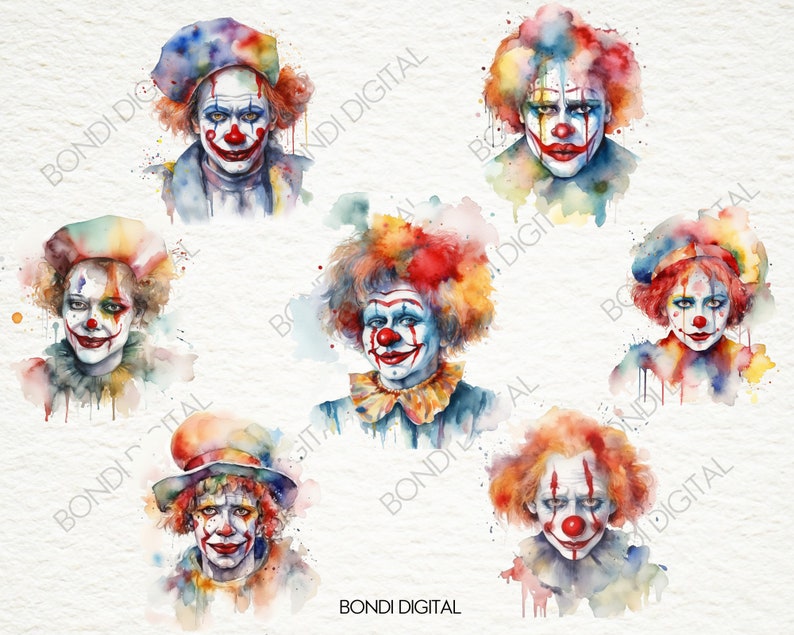 Watercolor Clown Clipart | PNG Format for Commercial Use, Instant ...