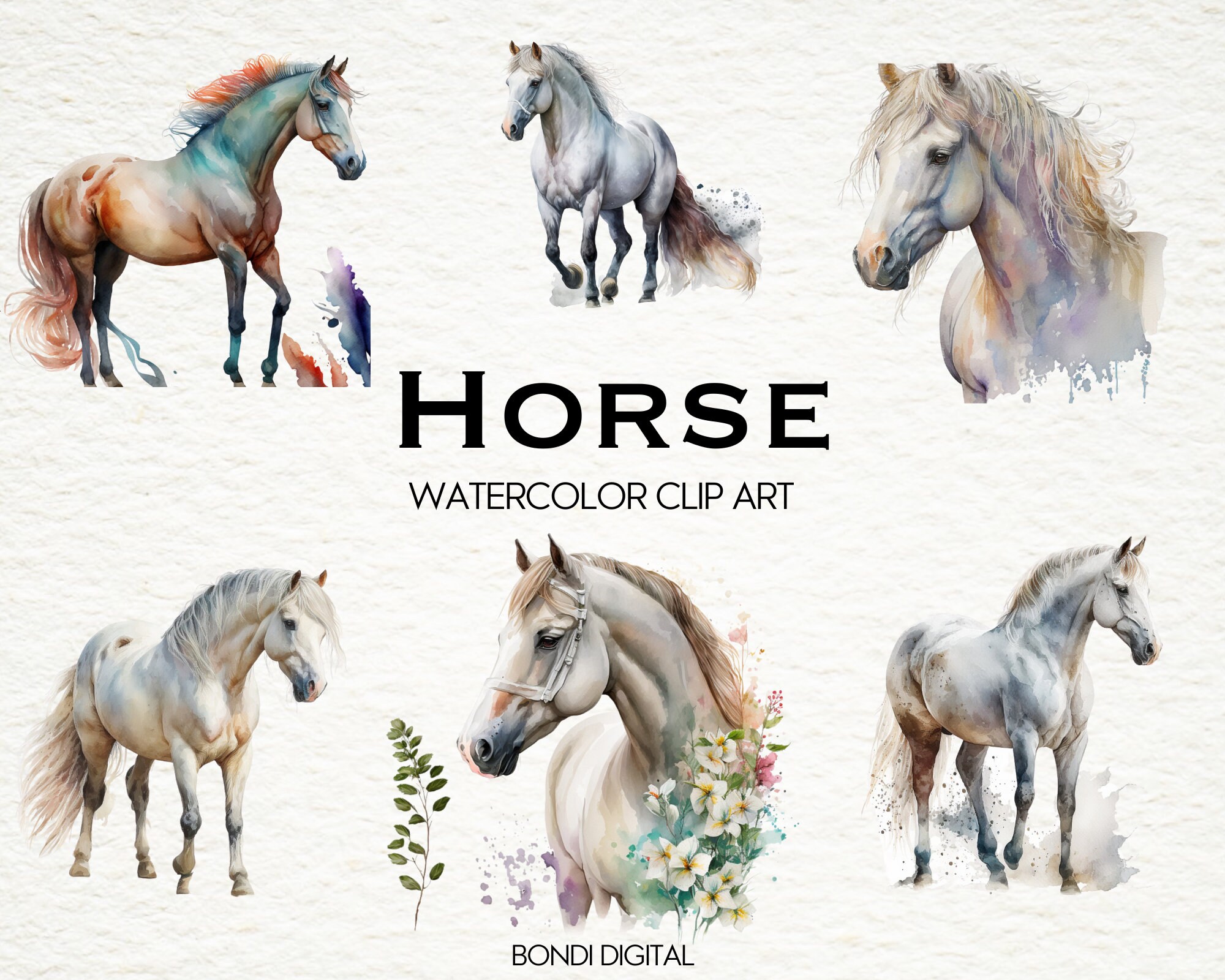 Watercolor Horse Clipart | PNG Format for Commercial Use, Instant ...