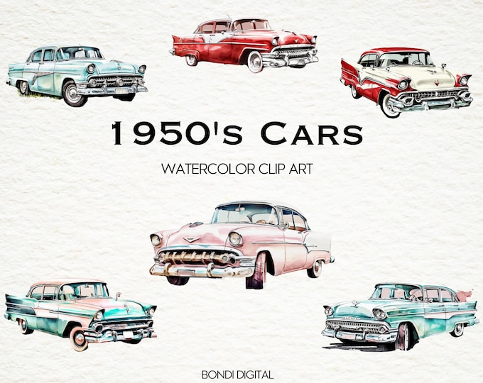 Vintage 1950s Cars Auto Clip Art PNG Files 50s Journals Scrapbook ...