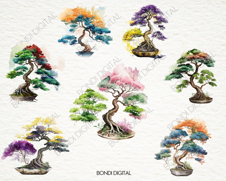 Watercolor Bonsai Tree Clipart | PNG Format for Commercial Use, Instant ...