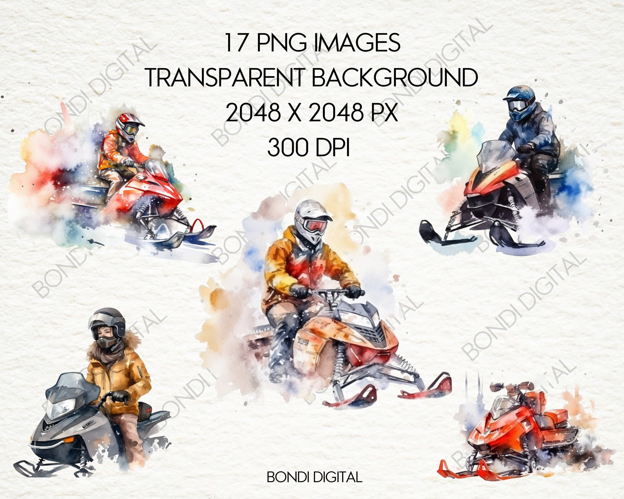 Watercolor Snowmobile Clipart | PNG Format for Commercial Use, Instant ...