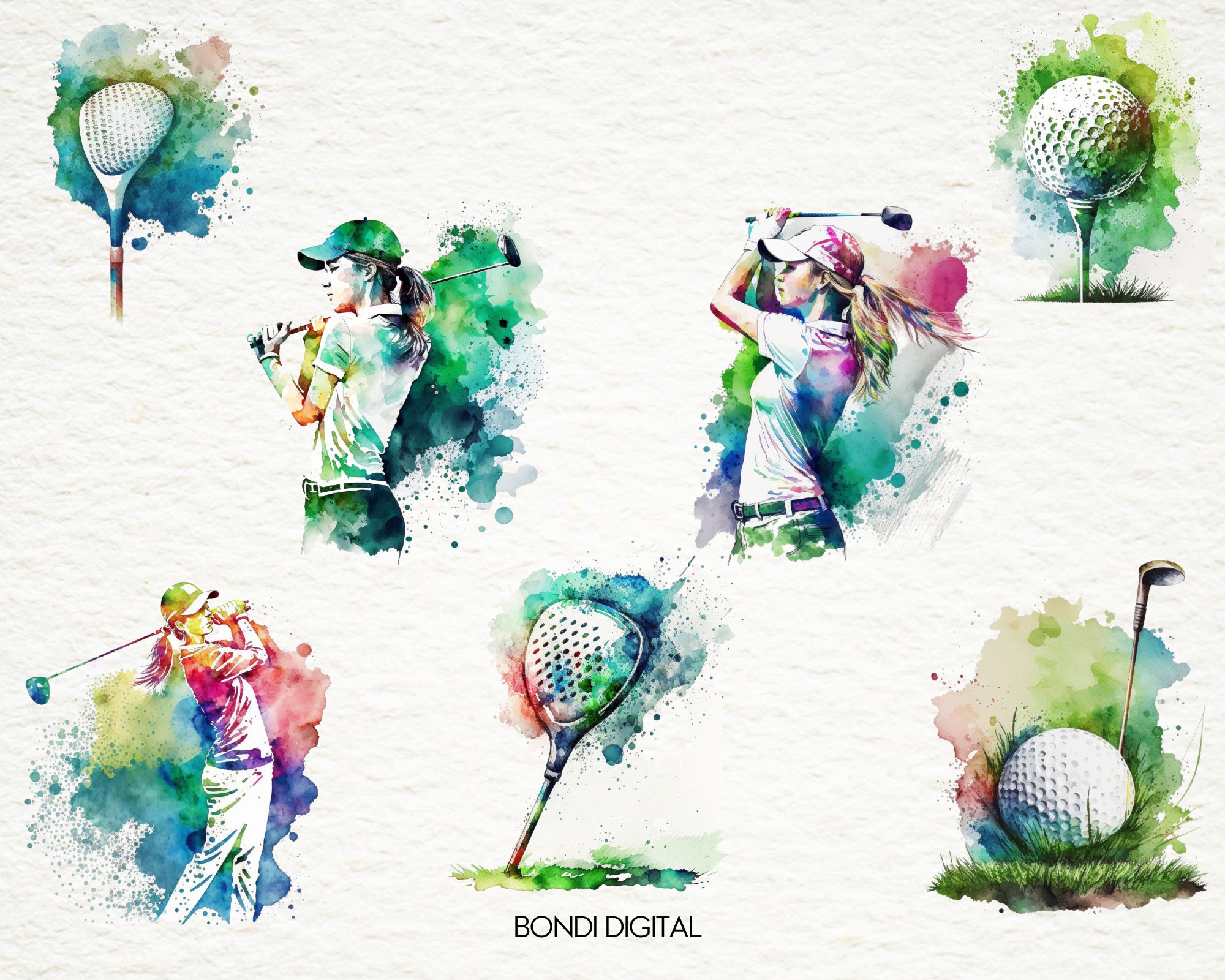 Watercolor Golf Clipart | PNG Format for Commercial Use, Instant ...