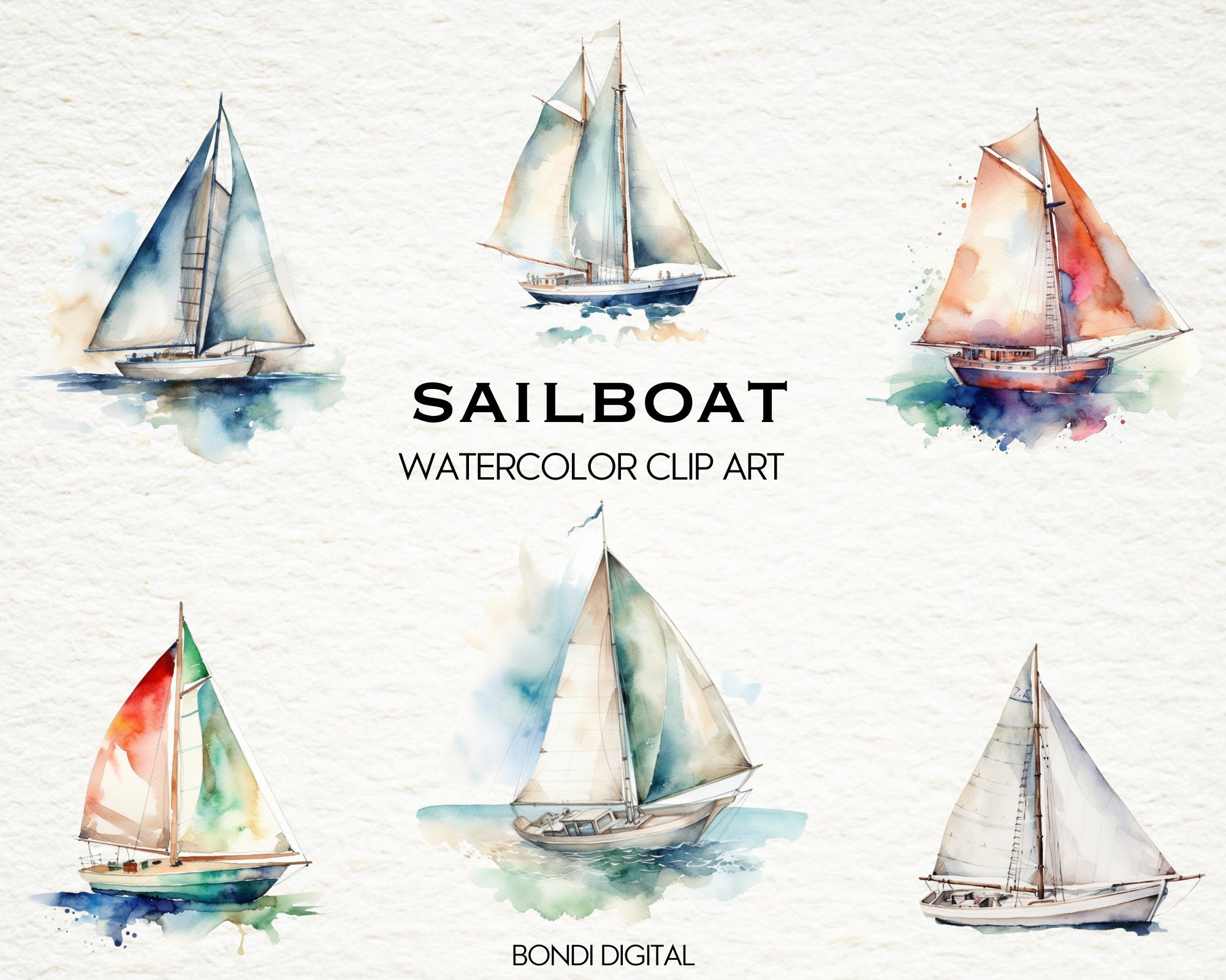 Watercolor Sailboat Clipart | Nautical Clipart | PNG Format for ...