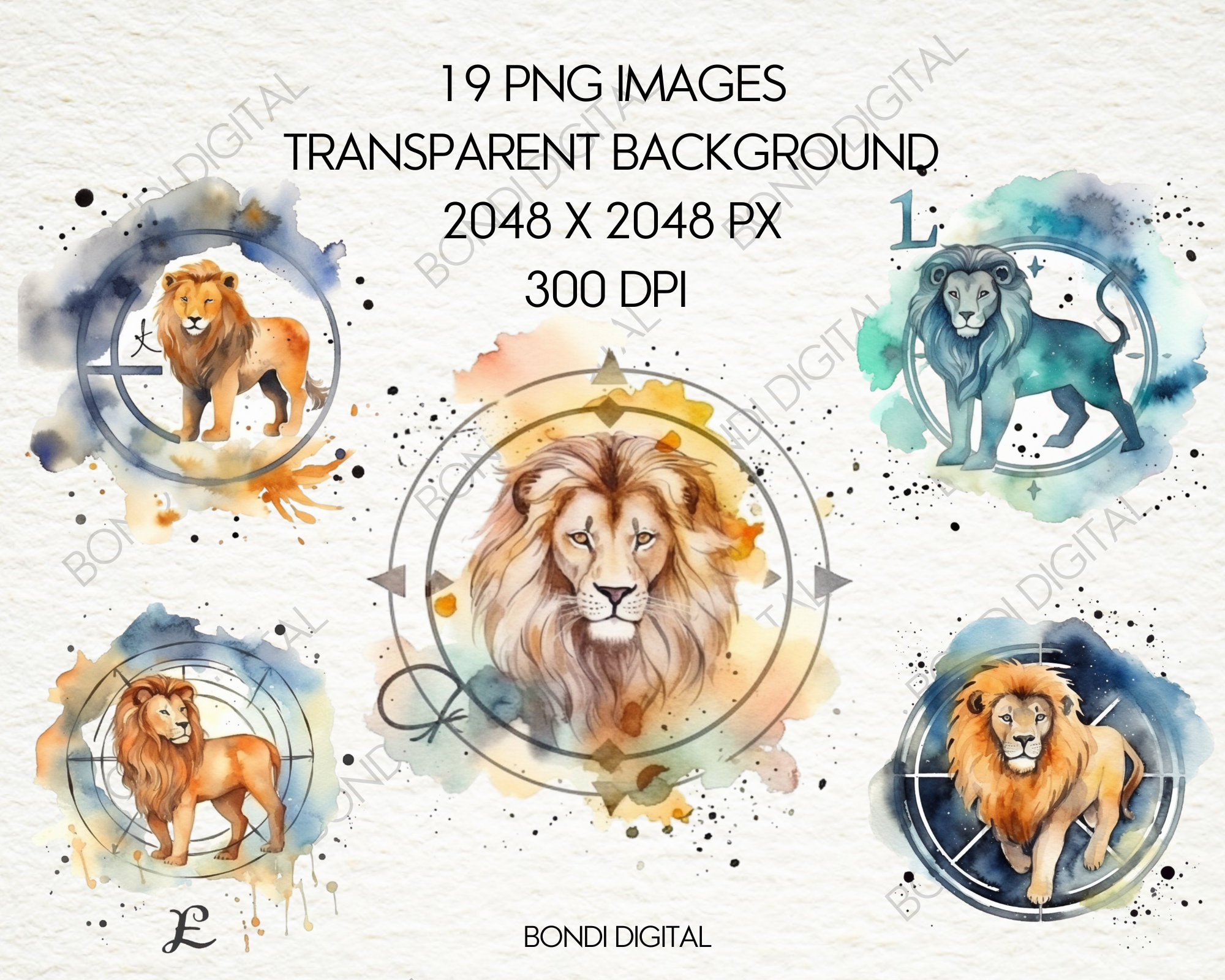 Watercolor Leo Zodiac Sign Clipart | PNG Format for Commercial Use ...