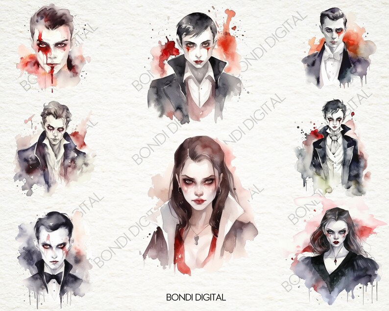 Watercolor Vampire Clipart PNG Format for Commercial Use, Instant ...