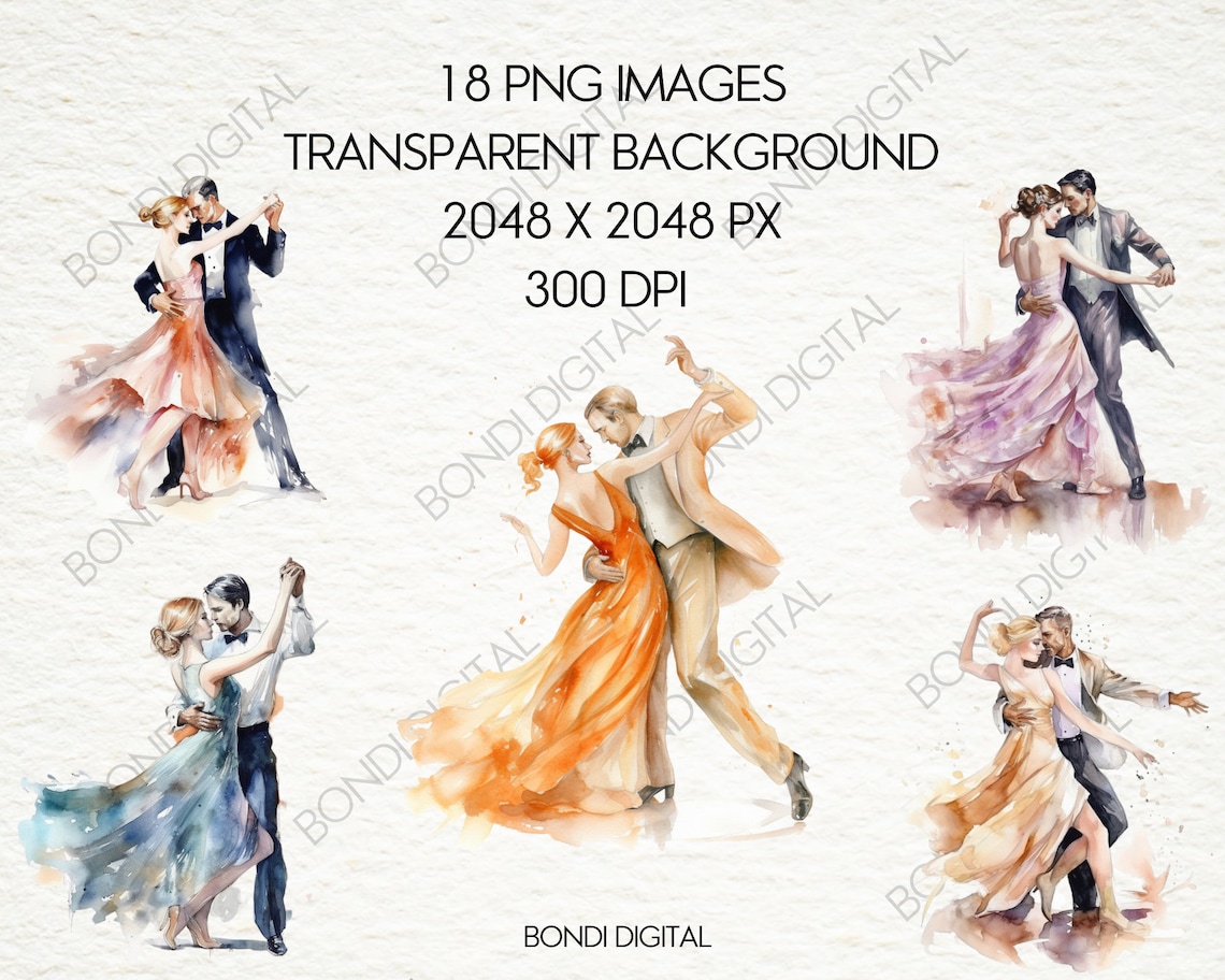 Buy Watercolor Ballroom Dancing Clipart PNG Format for Commercial Use ...