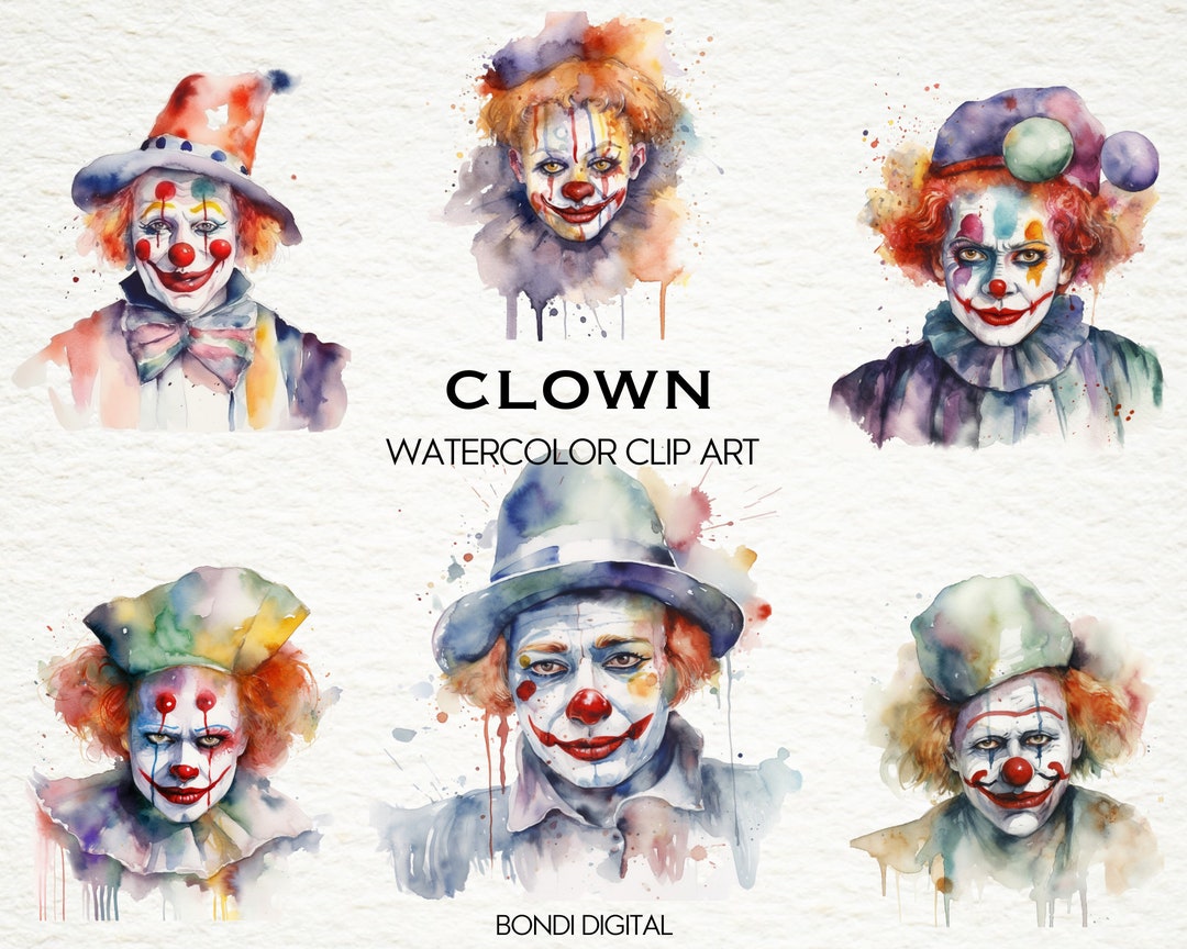 Watercolor Clown Clipart | PNG Format for Commercial Use, Instant ...