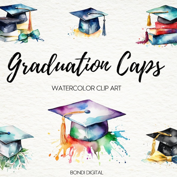 Watercolor Graduation Cap - Etsy