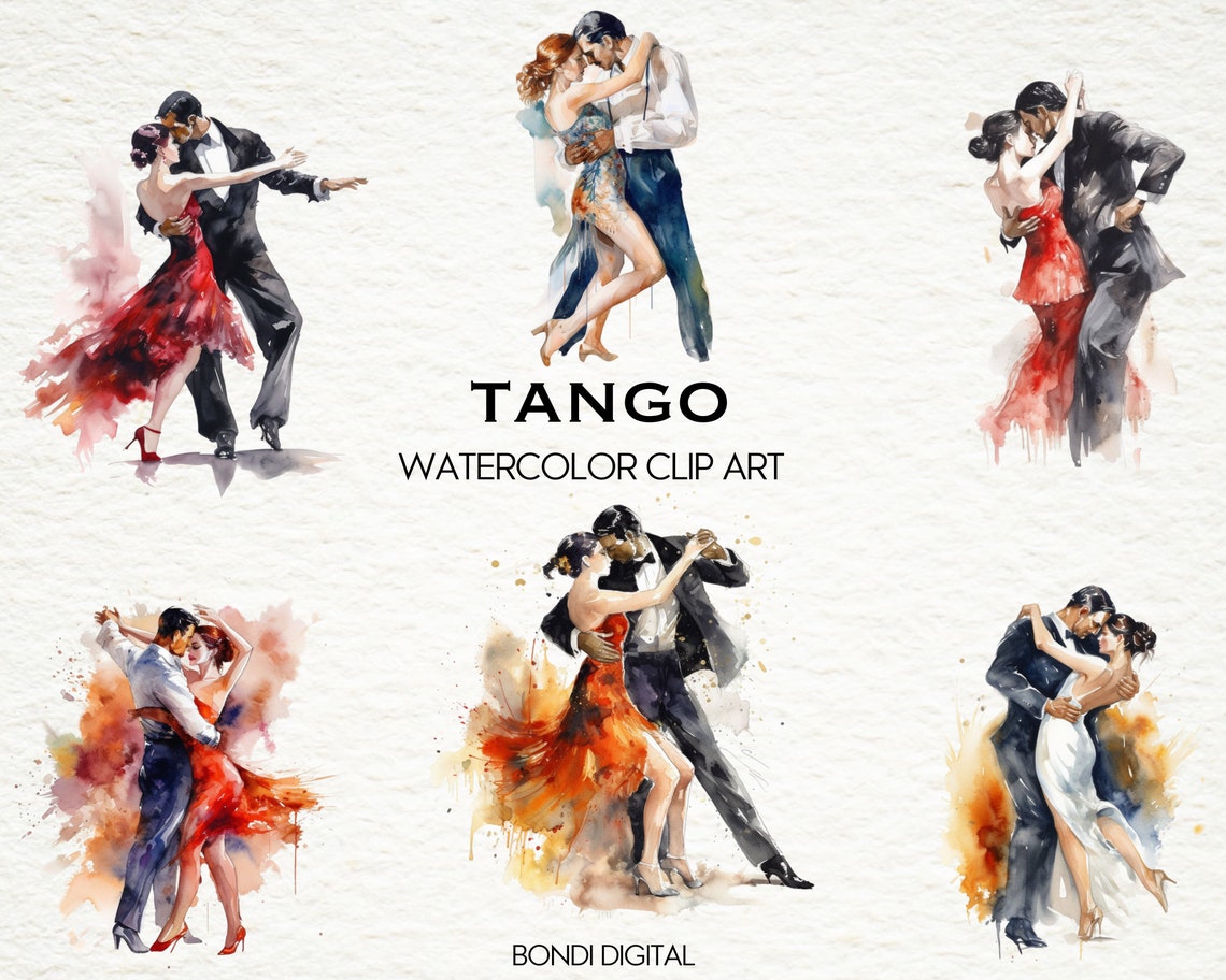 Watercolor Tango Clipart | PNG Format for Commercial Use, Instant Download, 19 Transparent ...