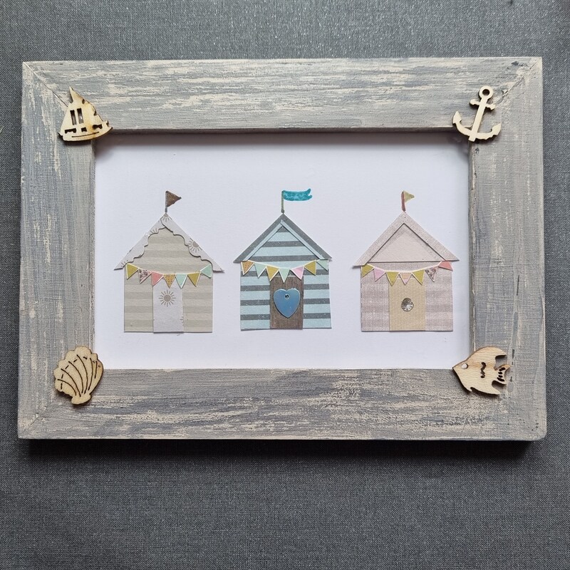 Beach Hut in Frame - Etsy UK