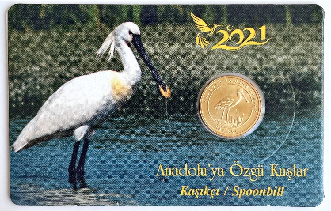 Turkey Turkiye 1 Kurus 2021 Native Birds of Anatolia - Spoonbill ...