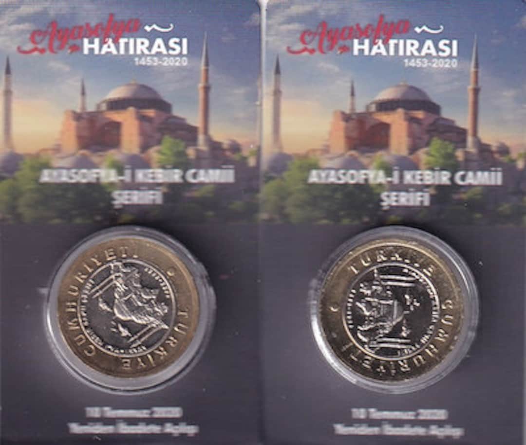 Turkey Turkiye 1 Lira 2020 Hagia Sophia Mosque Commemorative Coin in ...