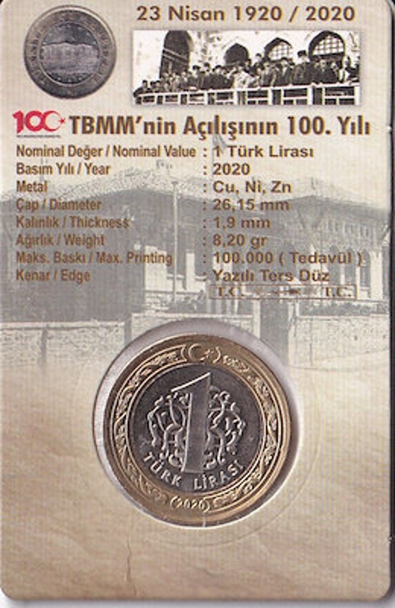 Turkey 1 Lira 2020 100th Anniversary of the Opening of Grand National ...
