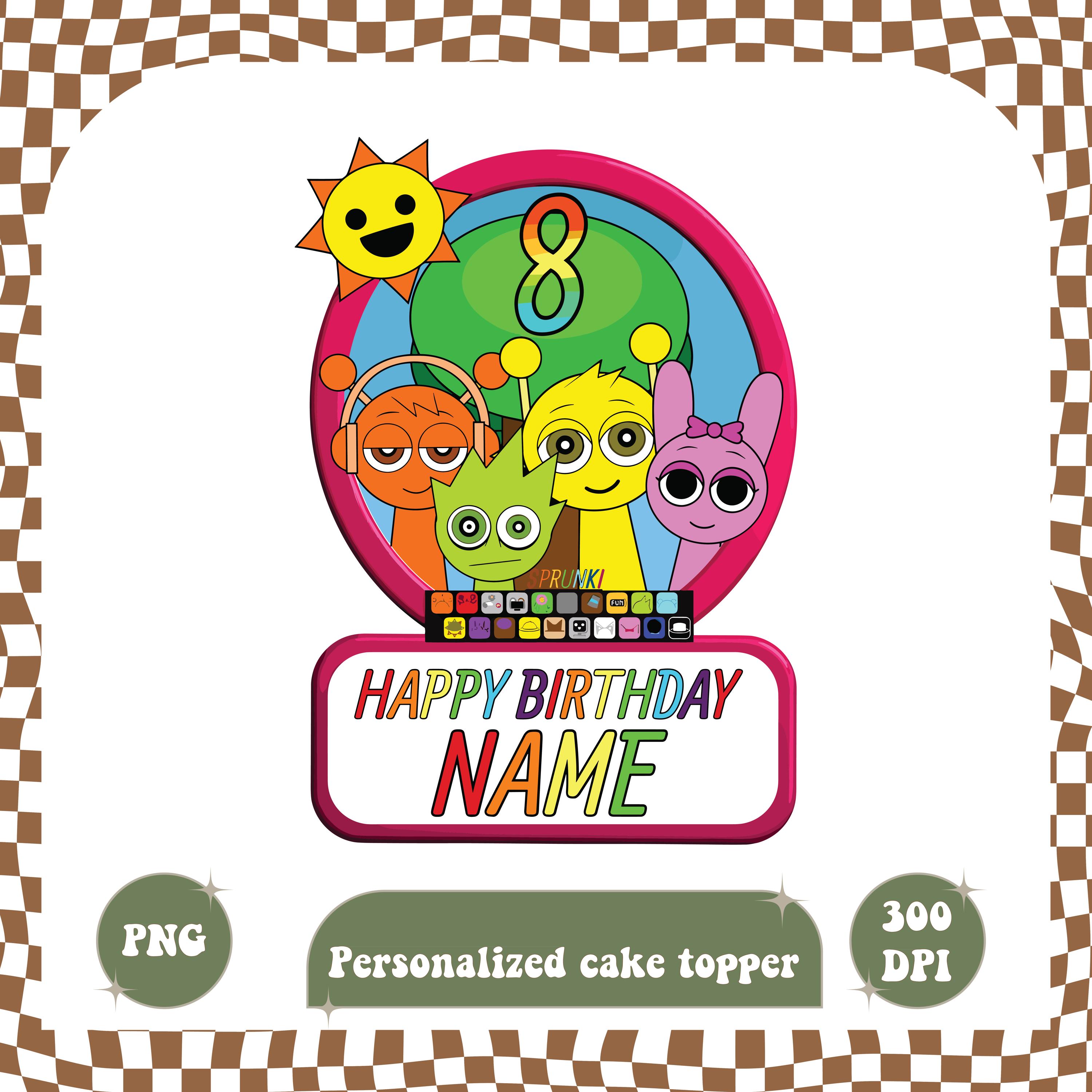 Personalized Sprunki Gamer Inspired Card Cake Topper Any Name Age ...