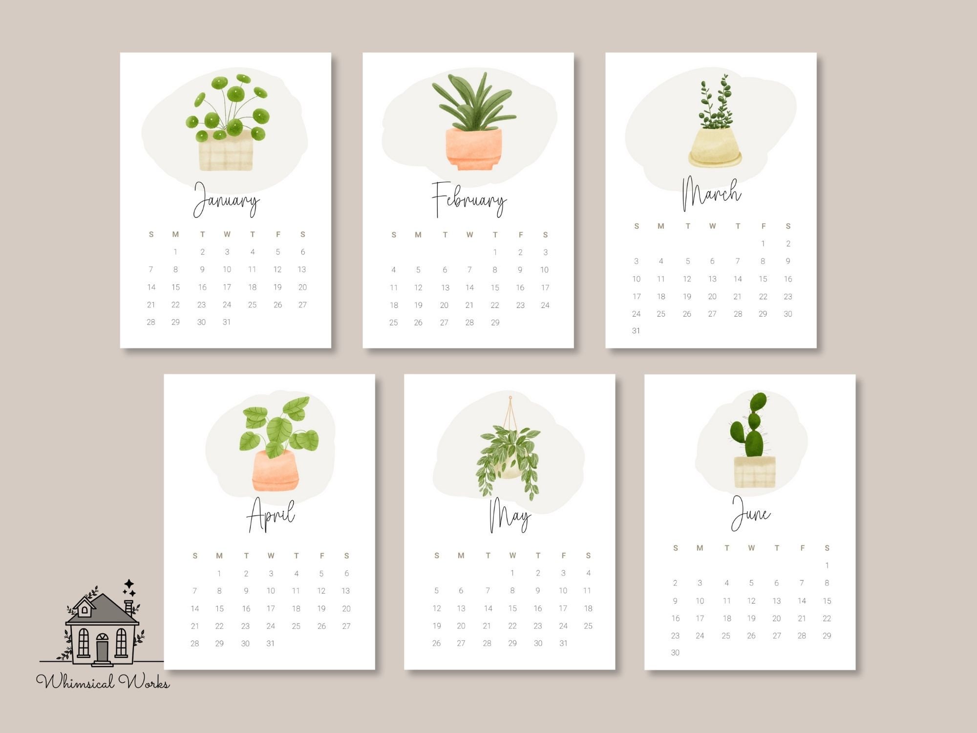 Digital 2024 Printable Calendar, Plant Calendar, Digital Calendar ...