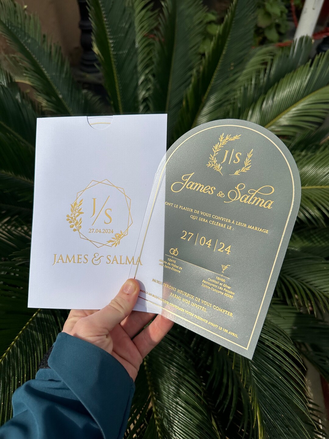 Custom Rounded Invitation Set: Invitation With Gold Printed White ...