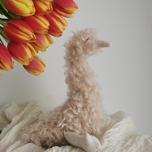 Fluffy Beige Goose Toy, Furry Goose Plusie, Curly Beige Soft Flush Toy ...