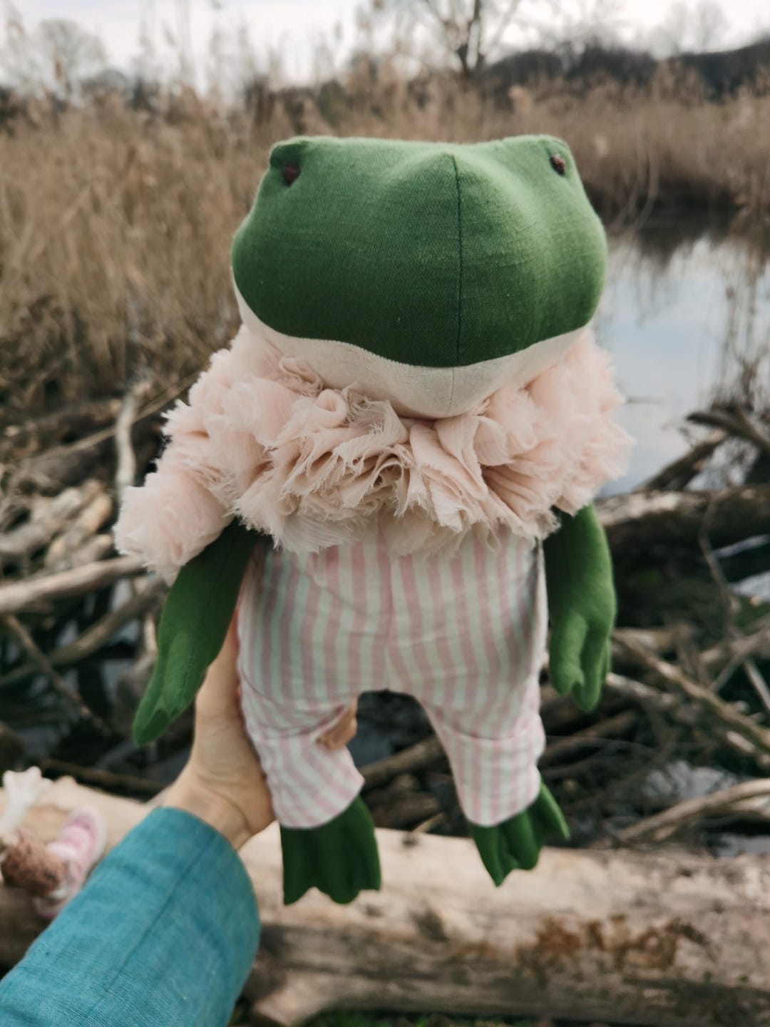 Frog Toad Soft Toy, Linen Frog Plushie, Stuffed Frog Doll, 45 Cm Linen ...