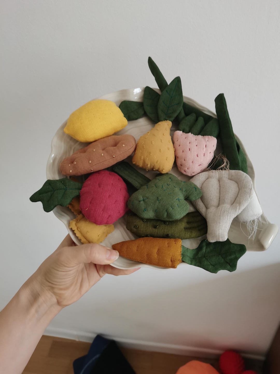 Linen Play Food Set, Linen Food Set, Facric Vegetables and Fruits ...