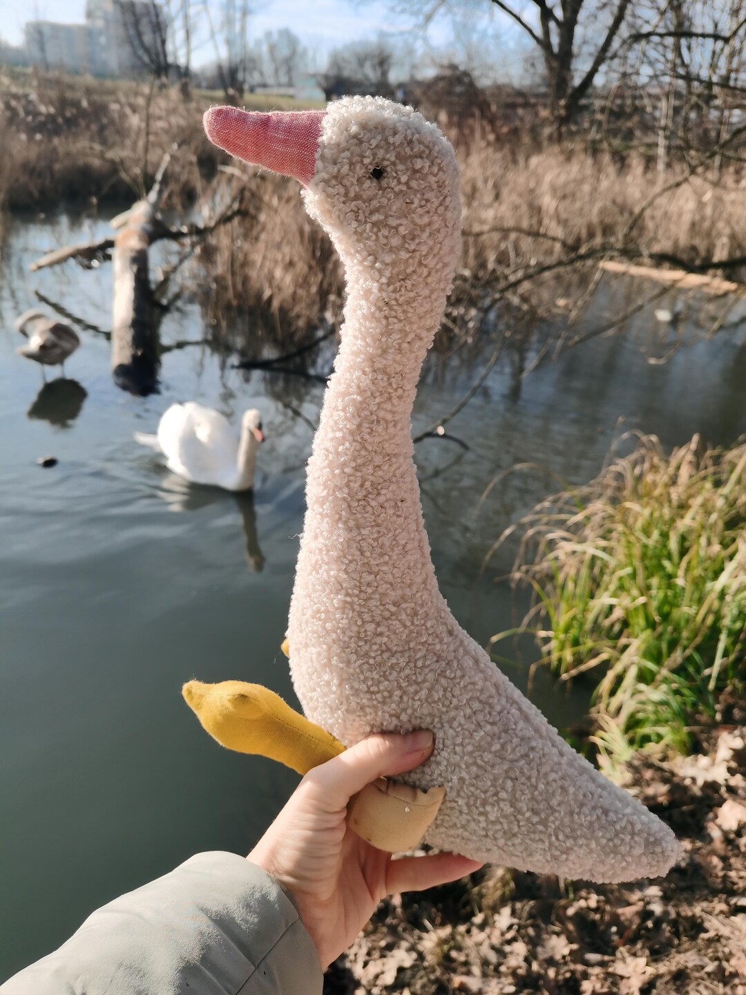 Handmade Goose Toy, Goose Plushie, Stuffed Goose Toy, Farm Animal Toy ...