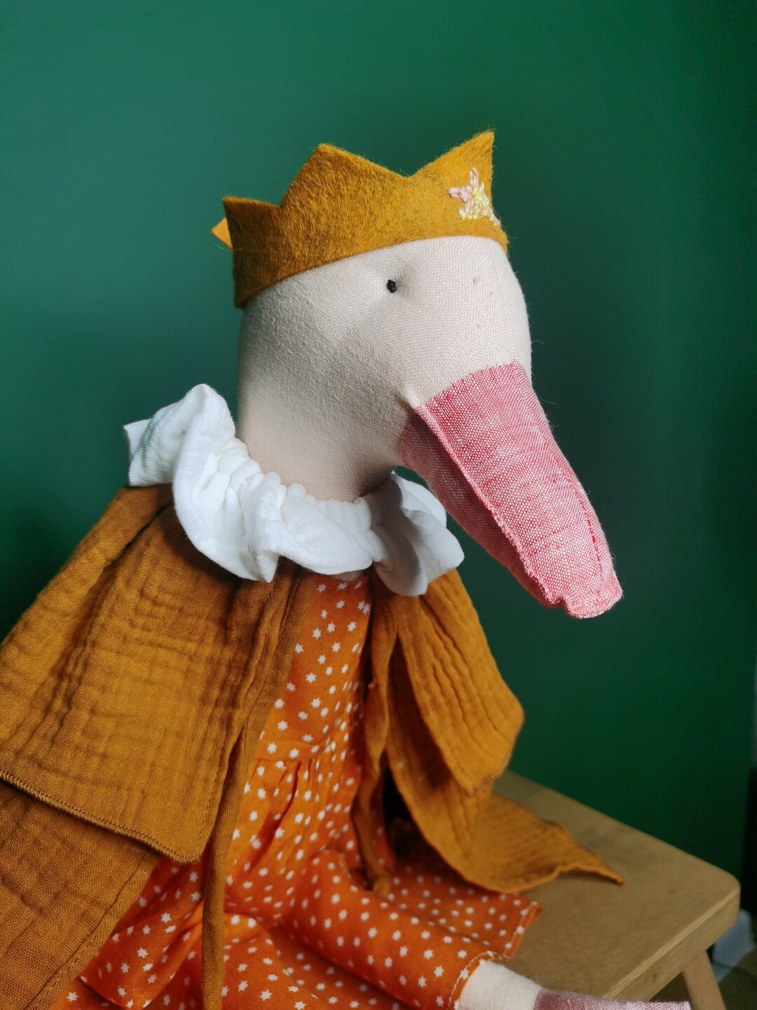 Princess Cloth Doll, Queen Textile Toy, Linen Goose Toy, Linen Stuffed ...