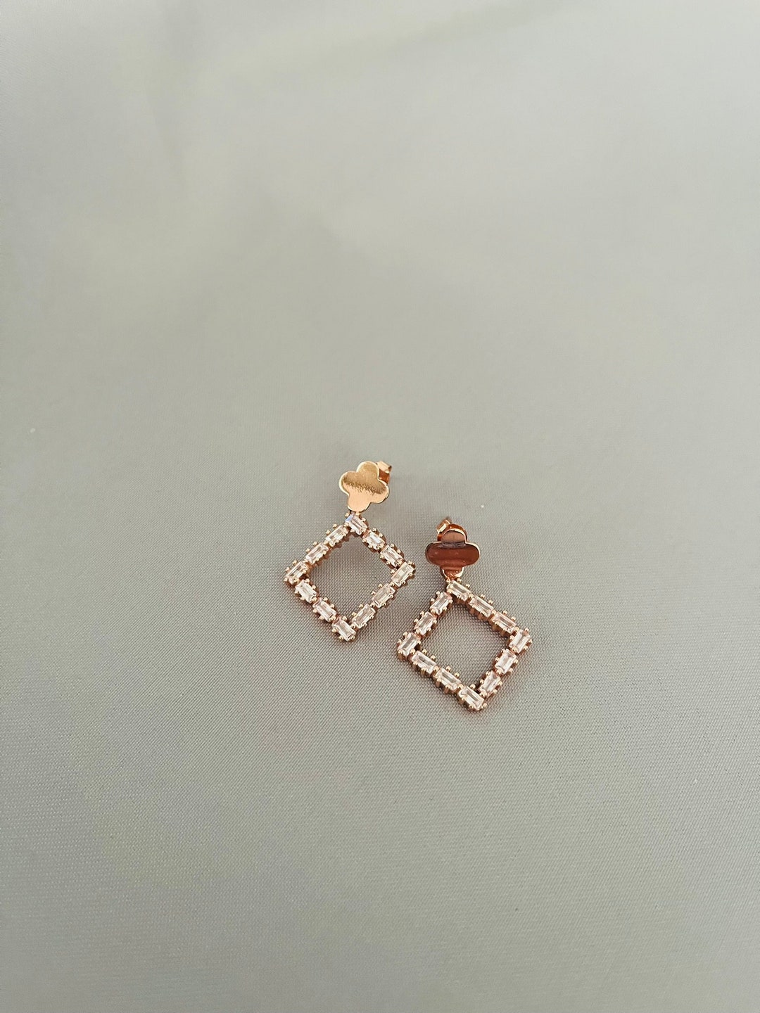 925 Sterling Silver Square Dangle Earrings, Quadrilateral Earrings ...