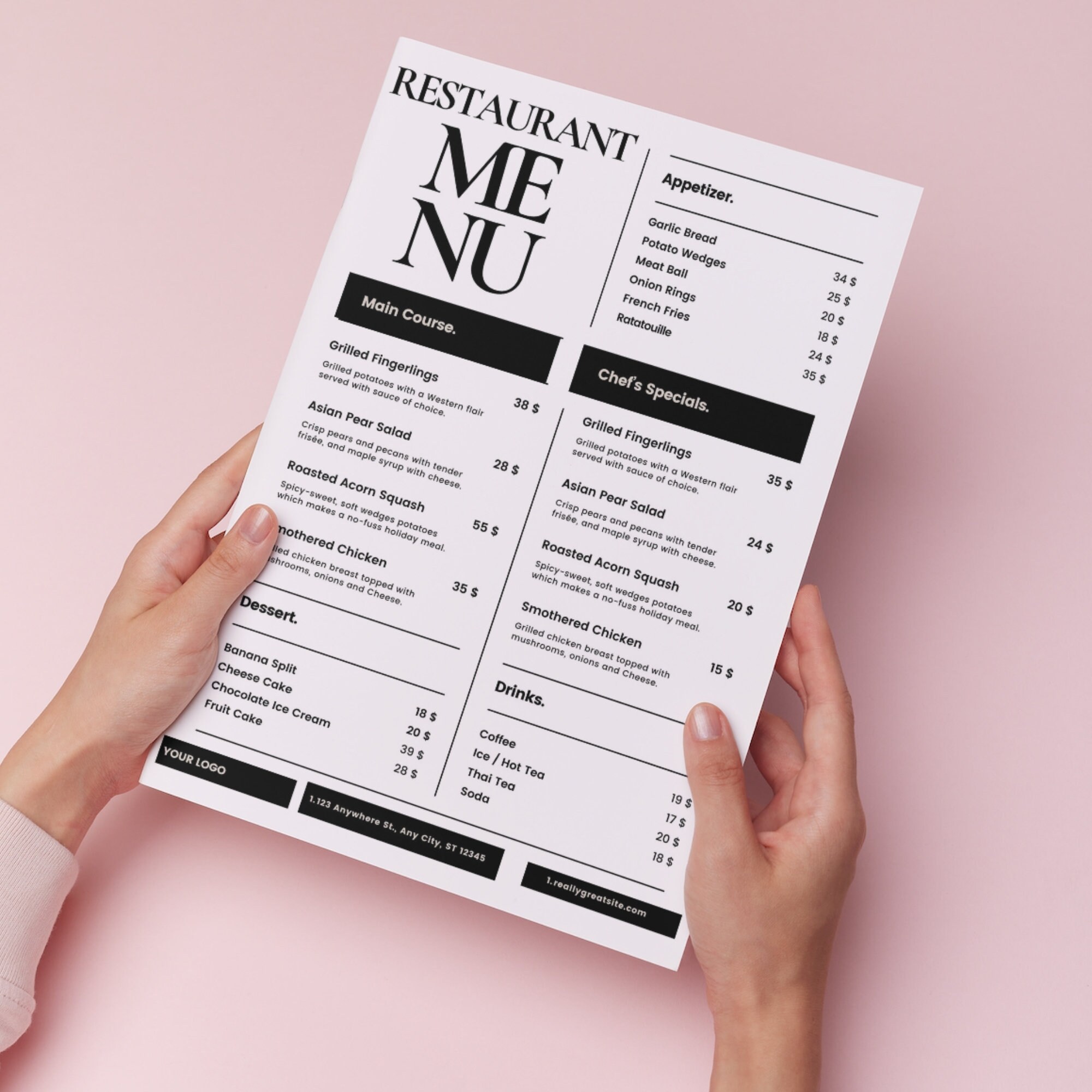 Restaurant Menu Template Food Menu Template Editable - Etsy