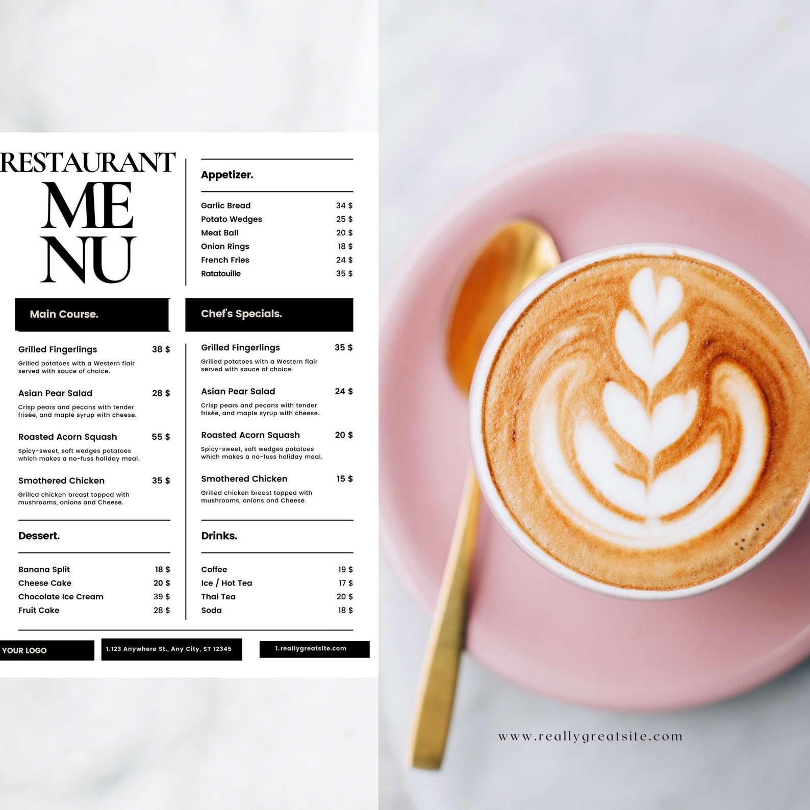 Restaurant Menu Template Food Menu Template Editable - Etsy