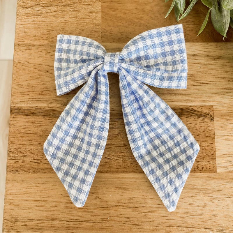 Blue Gingham Bow - Etsy