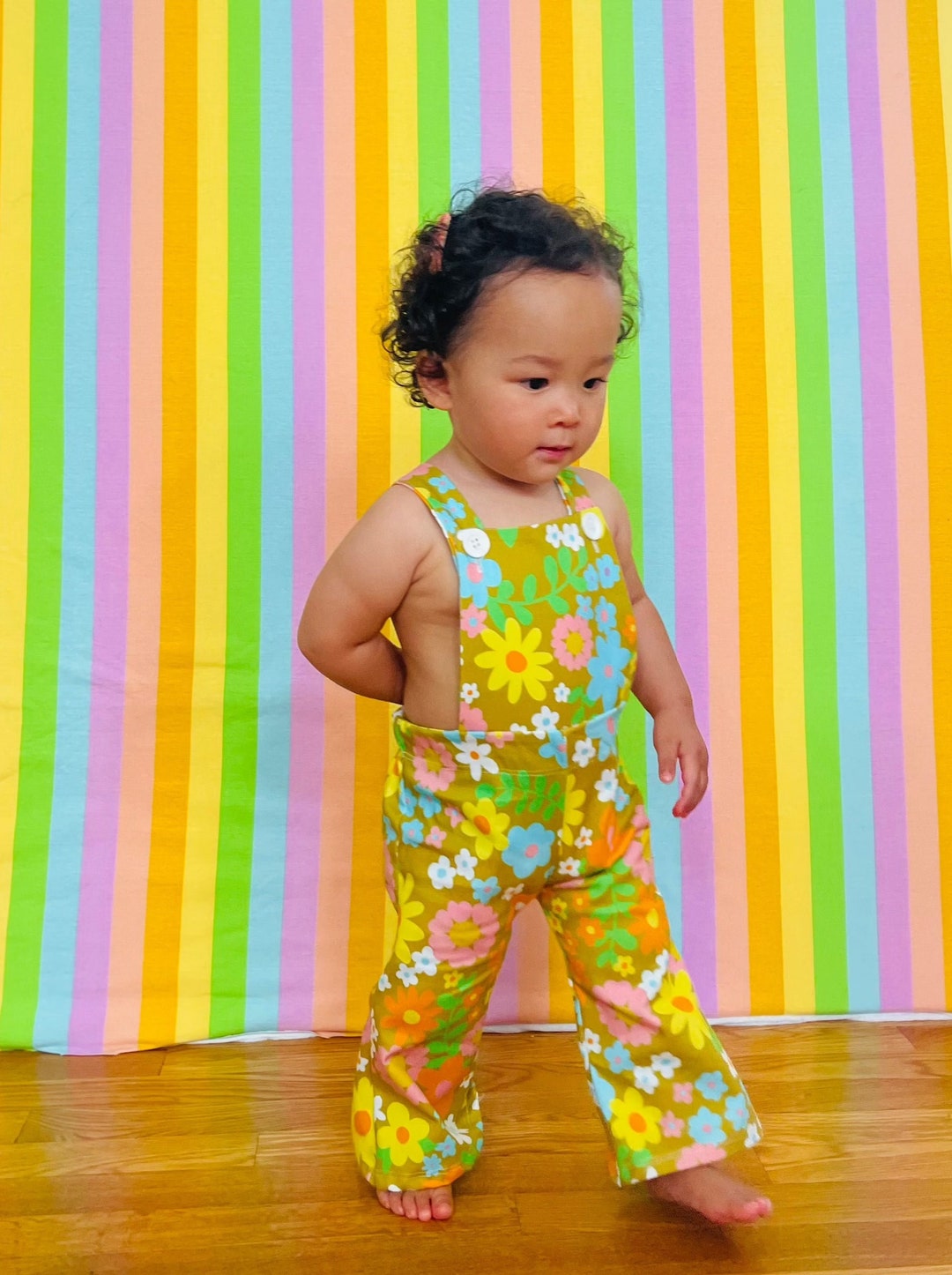 1960s Flower Power Overalls Baby Bell Bottom Overalls Two Groovy Outfit ...