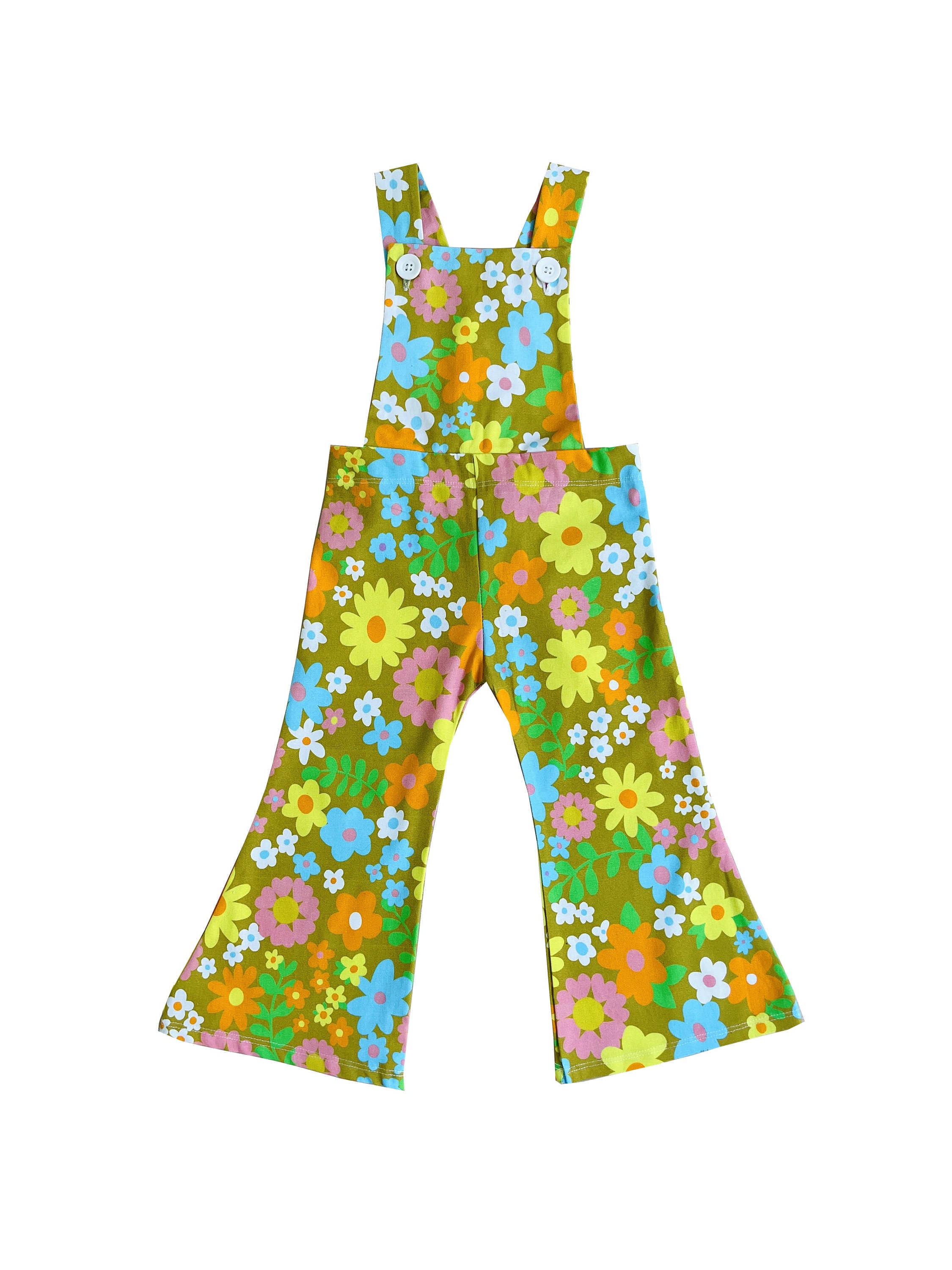 1960s Flower Power Overalls Baby Bell Bottom Overalls Two Groovy Outfit ...