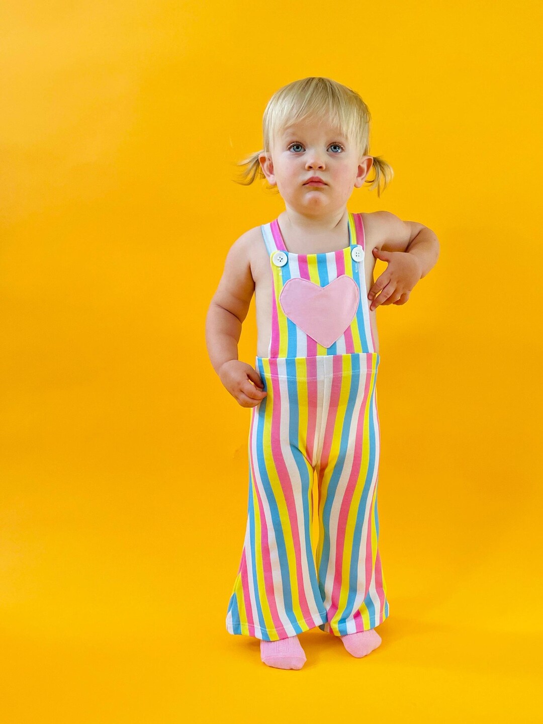 Toddler/kids Sweetheart Overalls Girls Retro Bell Bottom Overalls Kids ...