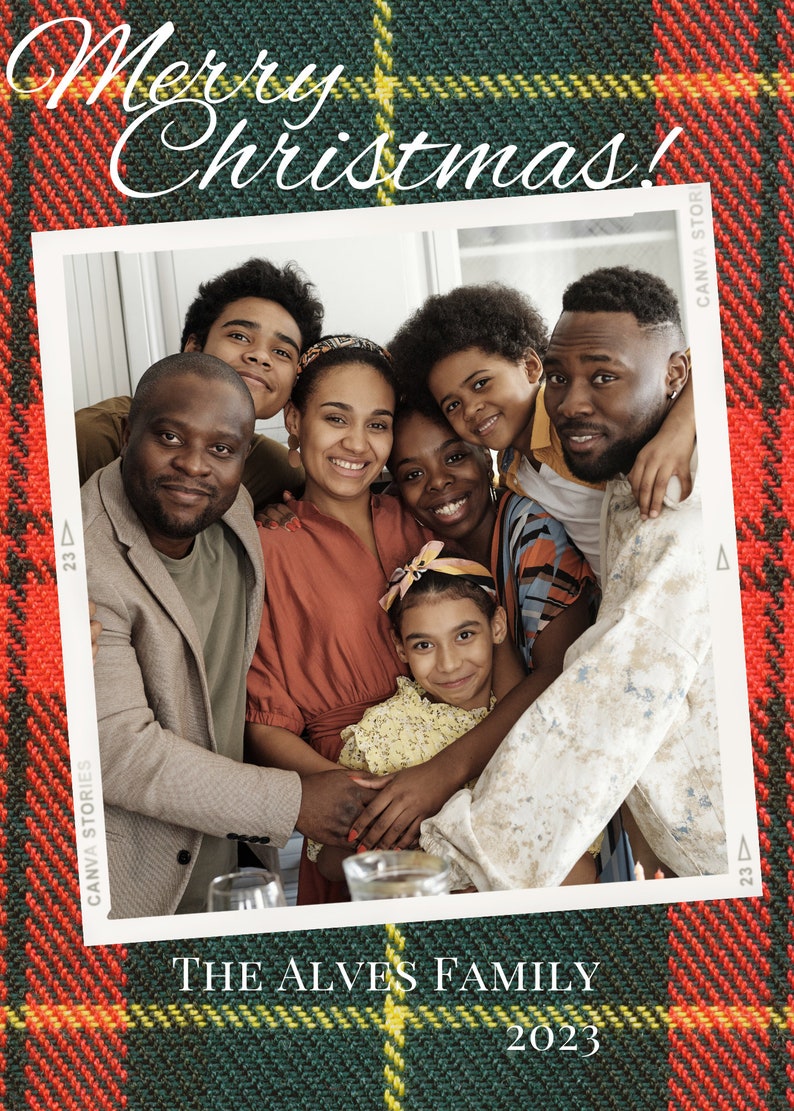 Digital Christmas Photo Card in Plaid EDITABLE - Etsy
