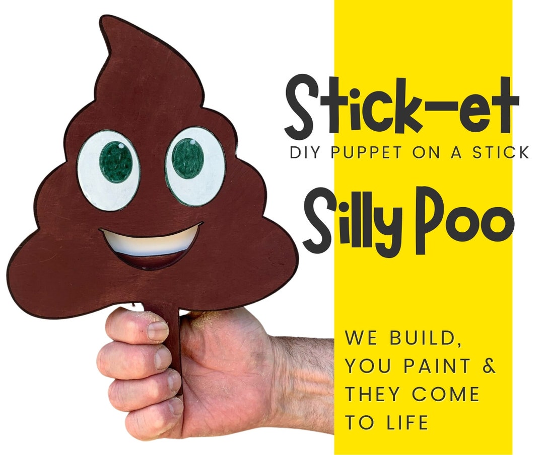 Stick-et - Silly Poo - DIY Puppet on A Stick - Puppet for Kids - Wooden ...