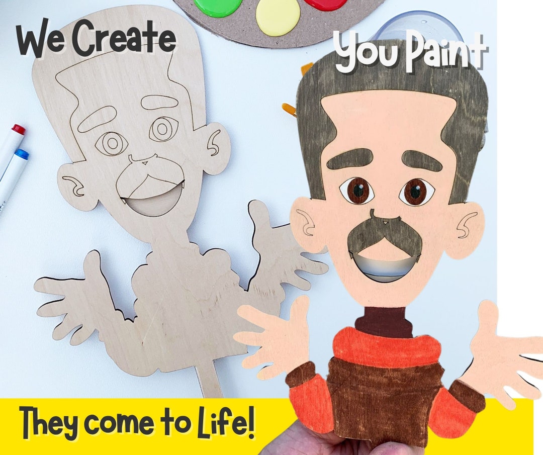 Stick-et - DIY Puppet on A Stick - Granmps - Puppet for Kids - Wooden ...