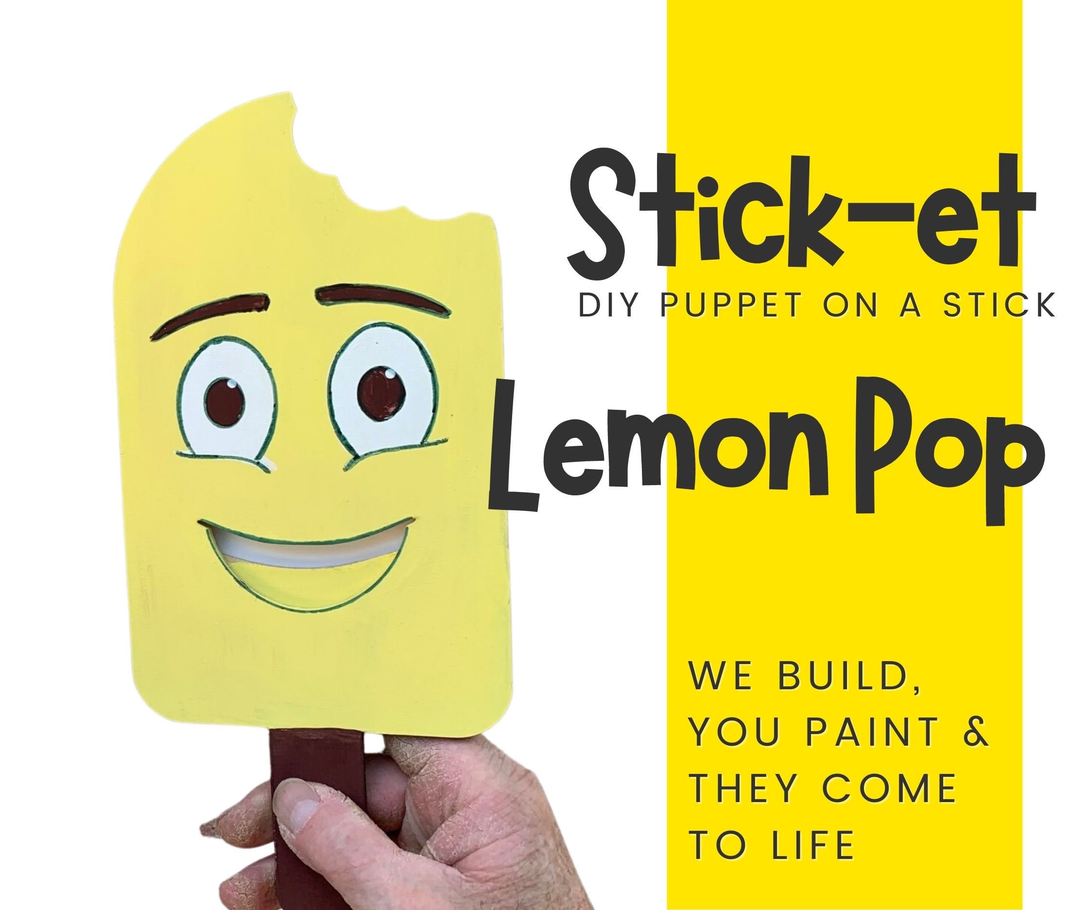 Stick-et Lemon Pop DIY Puppet on A Stick Puppet for Kids Wooden Puppet ...