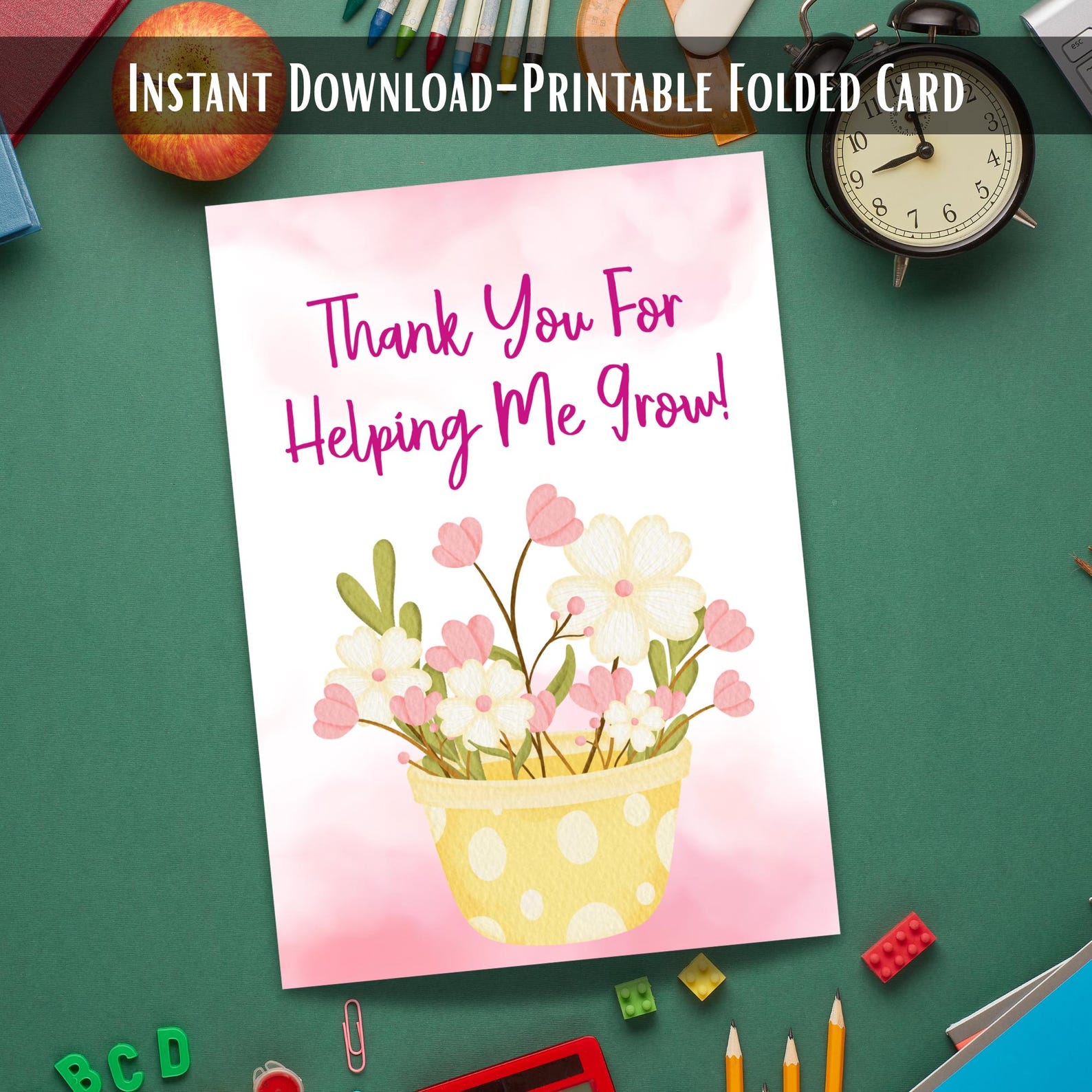 Teacher Appreciation Folded Gift Card Printable Folded Thank You for ...