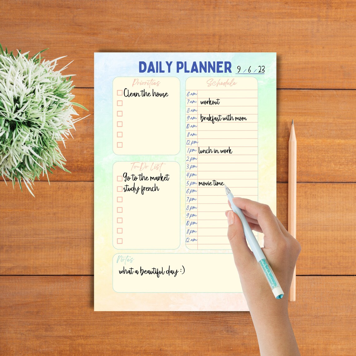 Daily Planner and Monthly Habit Tracker Printable Daily Planner Undated ...