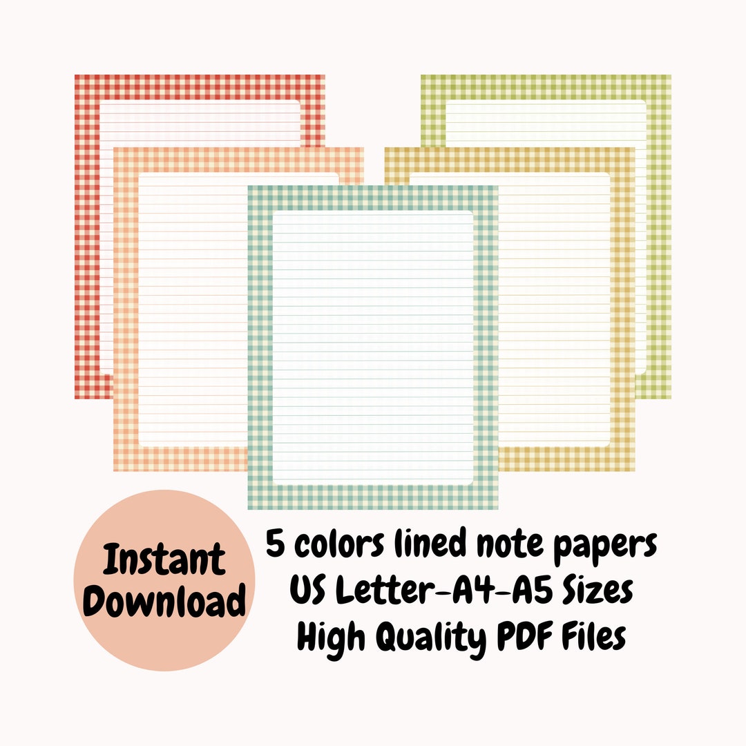 Digital & Printable Note Papers | Colorful Note Pages | Lined Note ...
