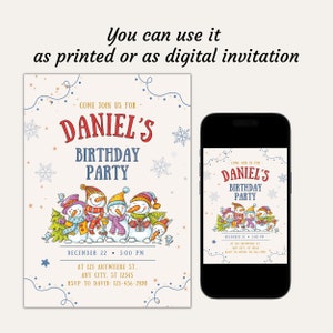 Snowman Birthday Party Invitation Card Template | Editable, Printable ...
