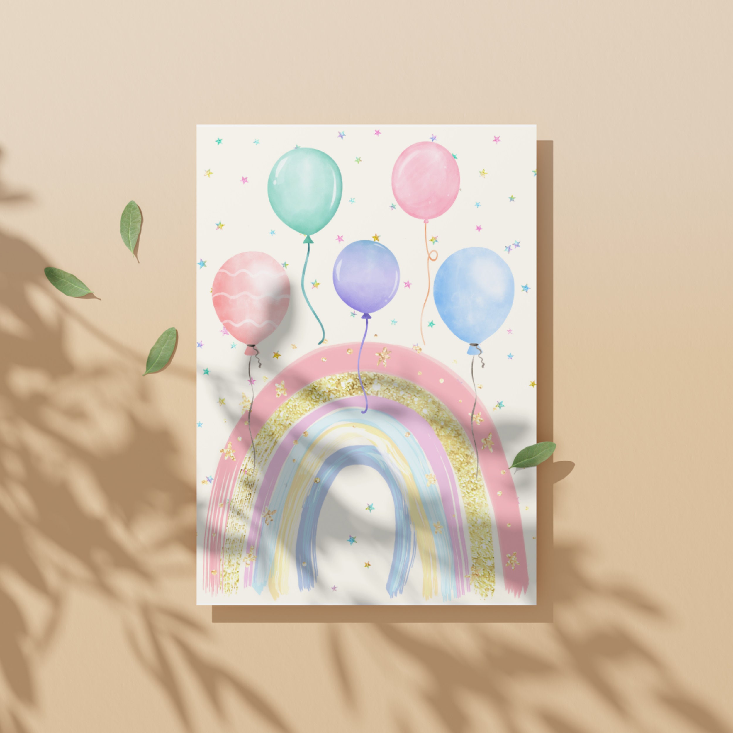 Pastel Rainbow Birthday Party Invitation Card Template Editable ...