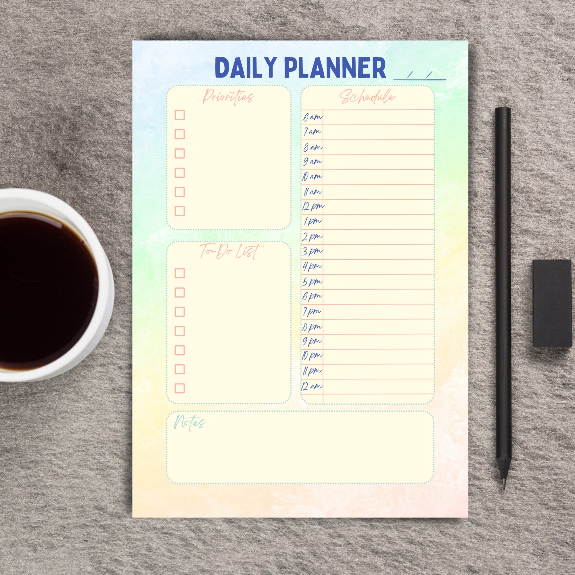 Daily Planner and Monthly Habit Tracker Printable Daily Planner Undated ...