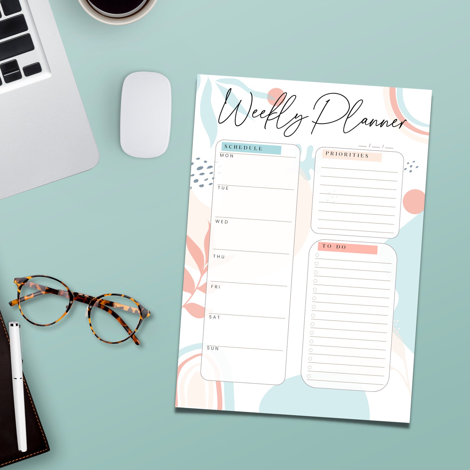 Boho Weekly Planner and Monthly Habit Tracker Printable & Digital ...