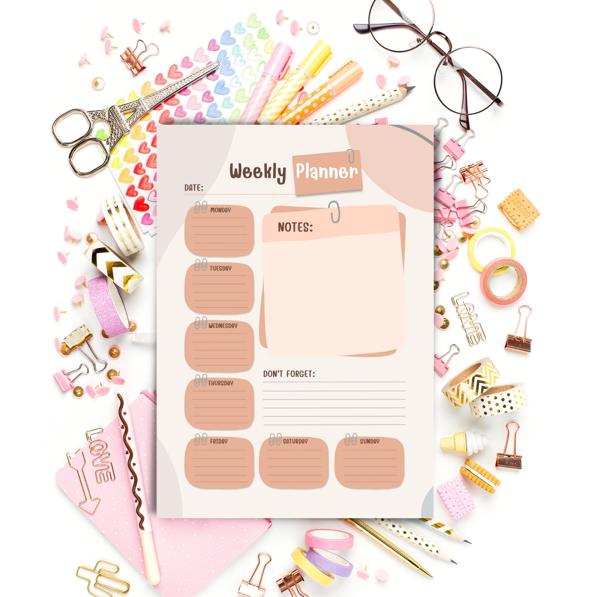 Printable Weekly Planner Undated Weekly and Daily Digital Planner ...