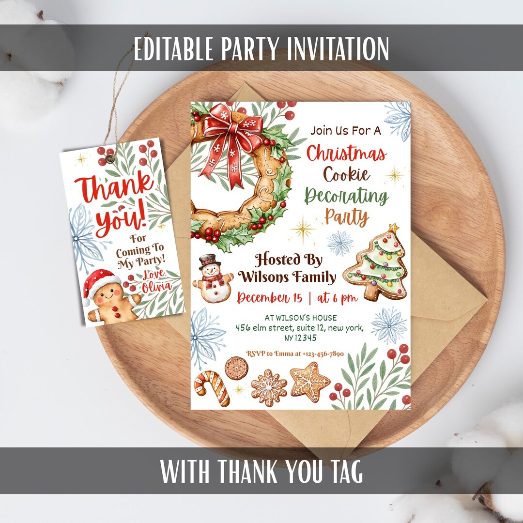 Watercolor Christmas Gingerbread Cookie Decorating Bday Party ...