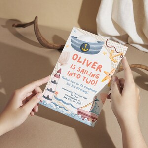 Nautical Birthday Invitation: Sailor Boy Party, Editable Template ...